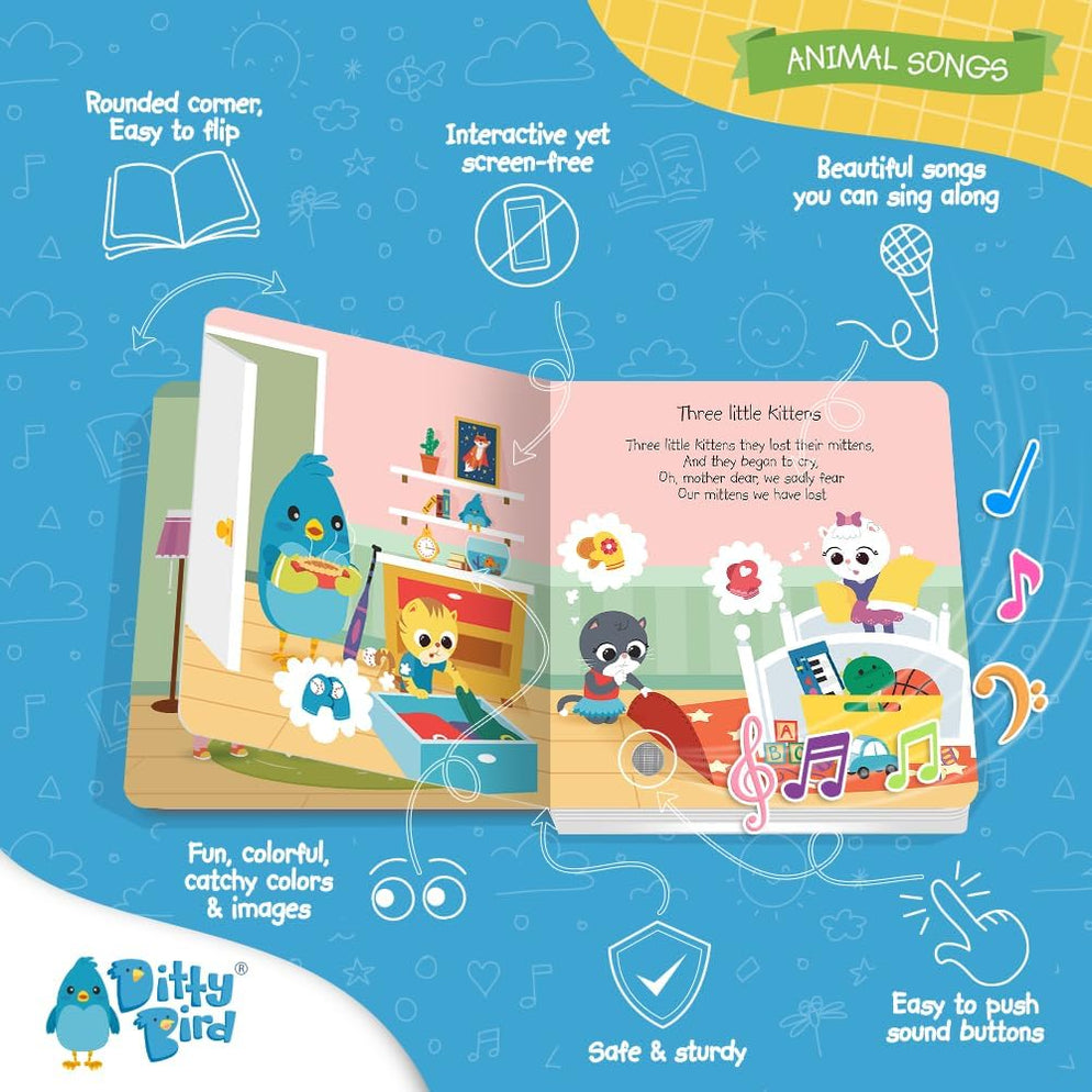 Ditty Bird Animal Songs Interactive Sound Book for Toddlers 1-3 ...