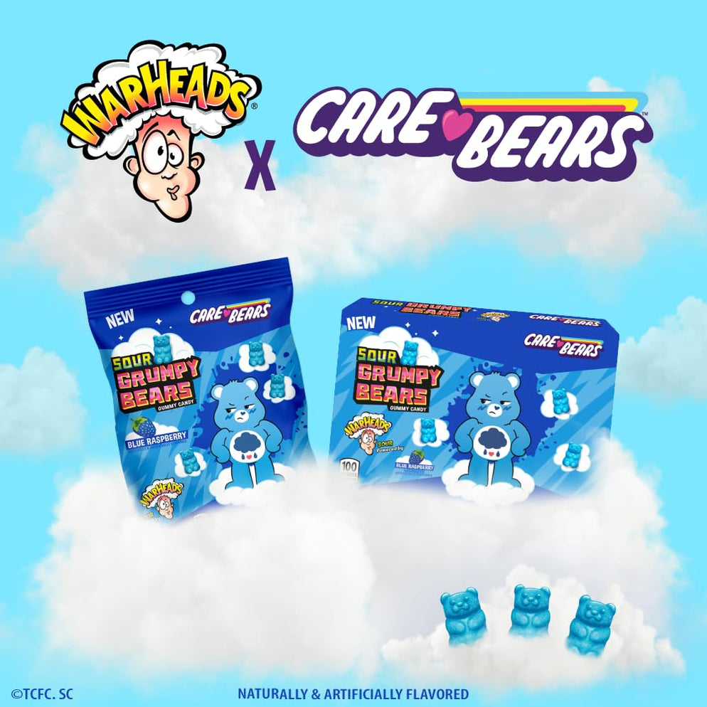 Warheads Care Bears Sour Grumpy Bears | Blue Raspberry Gummy Candy ...
