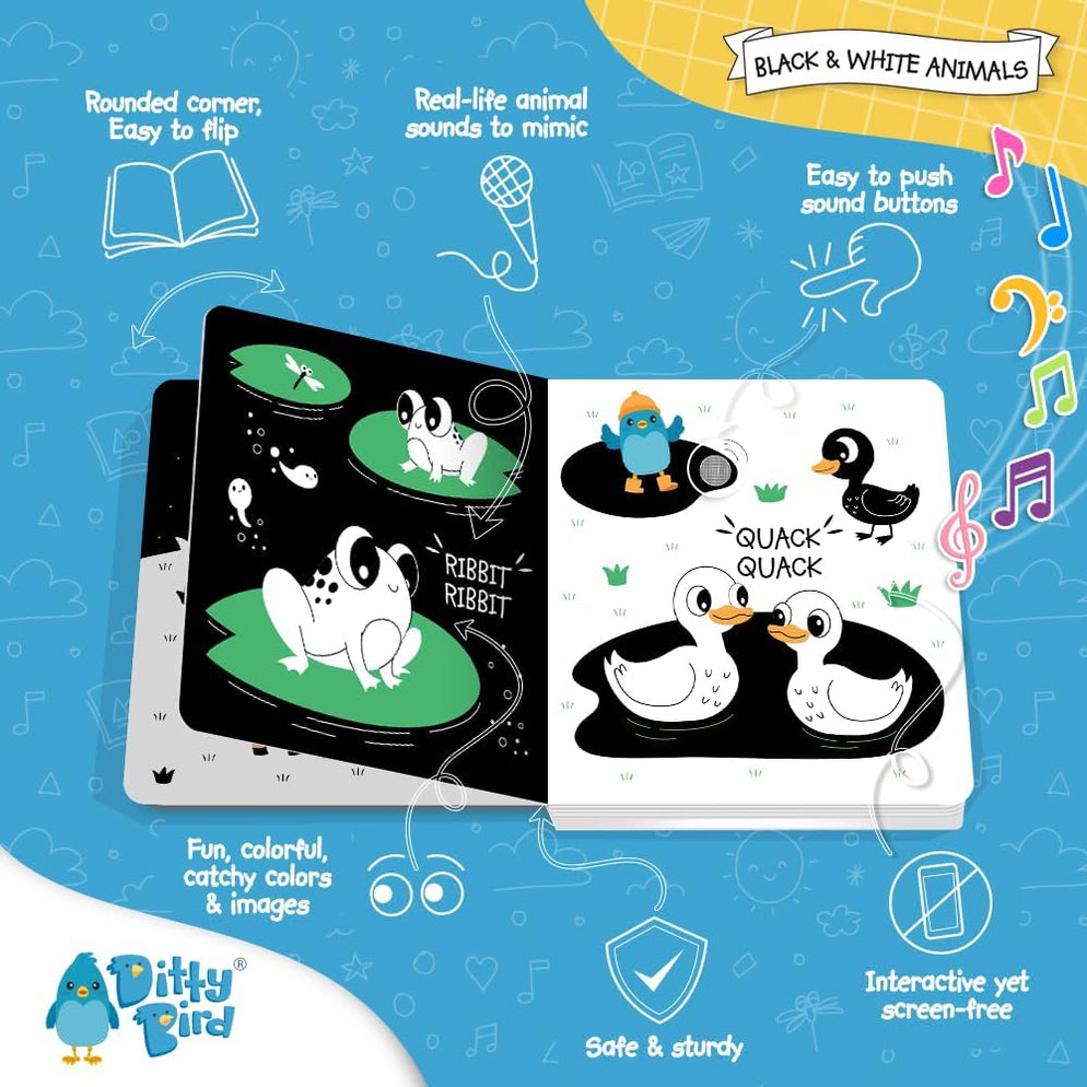 Ditty Bird High Contrast Black & White Sound Book for Babies — Learning ...