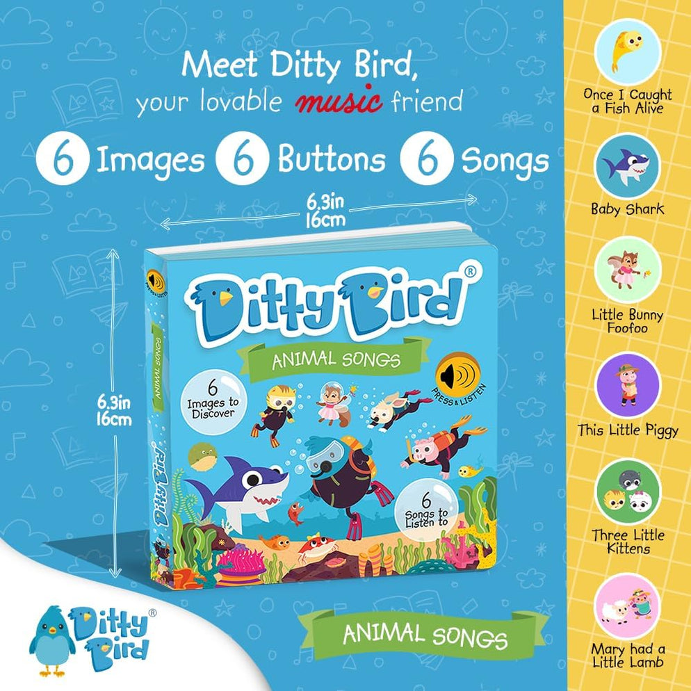 Ditty Bird Animal Songs Interactive Sound Book for Toddlers 1-3 ...