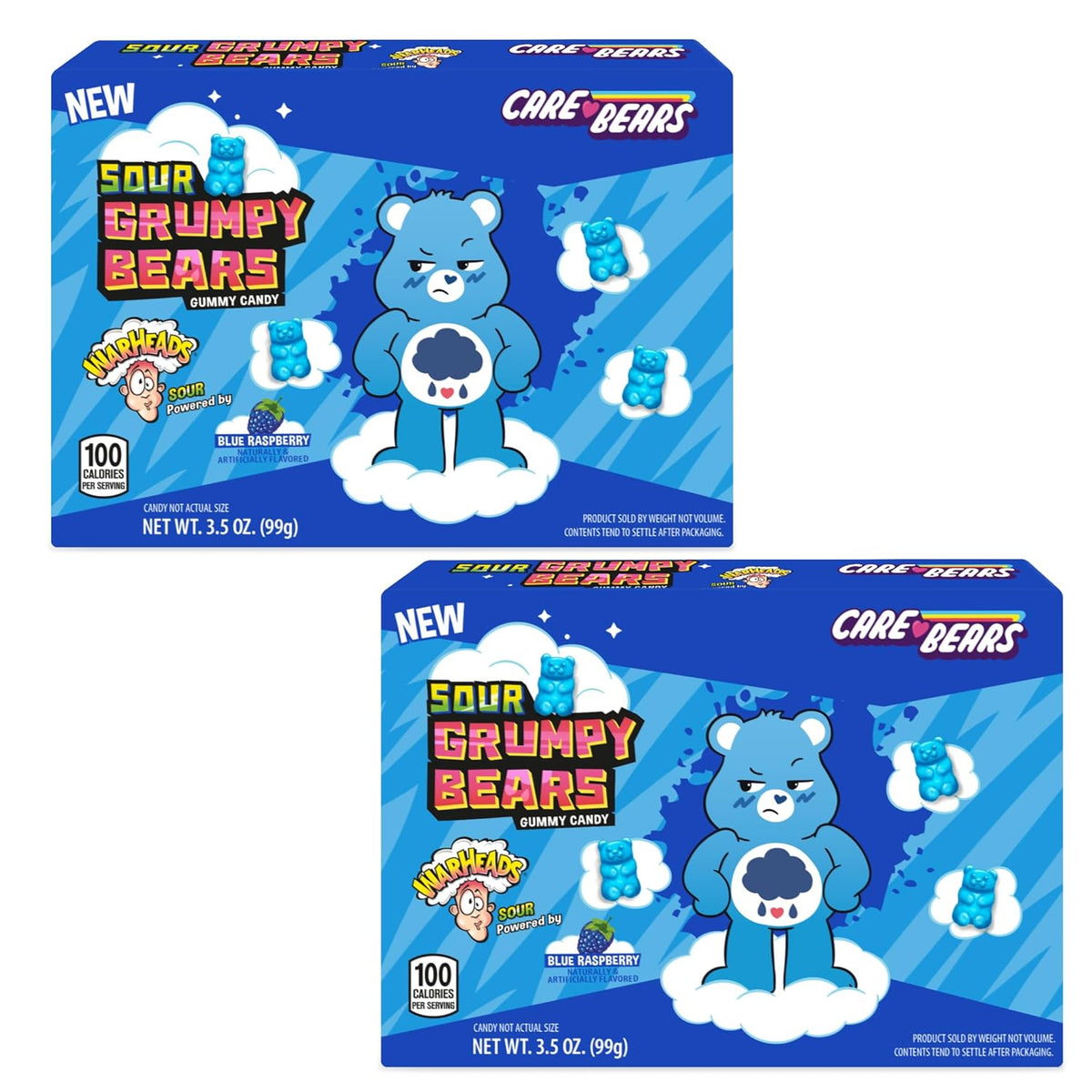 Warheads Care Bears Sour Grumpy Bears | Blue Raspberry Gummy Candy ...