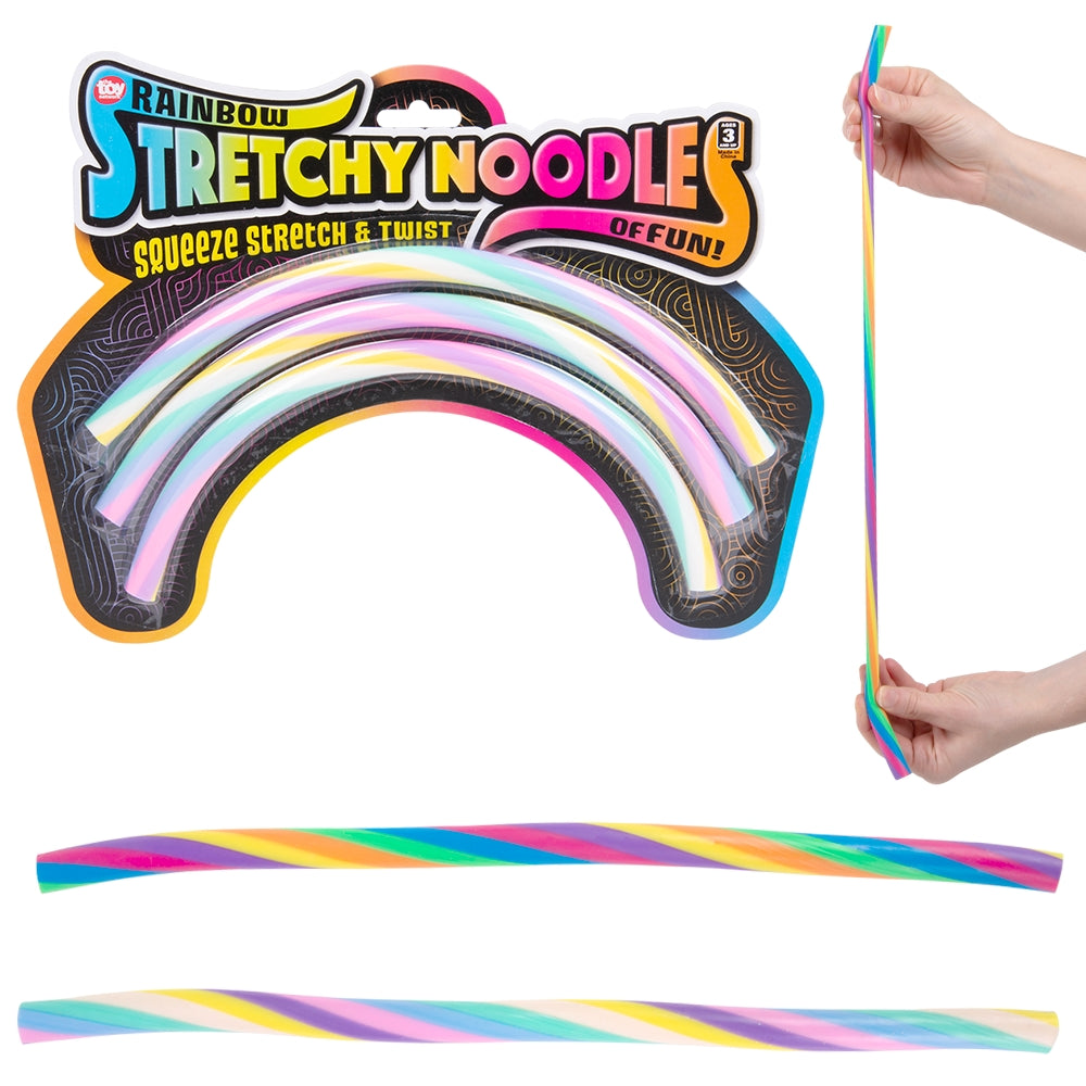 Rainbow Stretchy Noodle Fidget Toy - 13 Inch 3-Pack Bulk Dozen ...